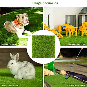 TURSTIN 6 Packs Artificial Grass Square Mat 12 x 12 Inch Fake Grass Turf Patch with Drainage Hole Synthetic Garden Grass Tiles Realistic Grass Rug for DIY Indoor Outdoor