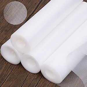 BAKHUK Shelf Liner for Kitchen Cabinets, 4 Rolls of 12 Inches x 25 FT, Non Adhesive Cabinet Liner, Double Sided Non-Slip Drawer Liner, Clear Ribbed Washable Refrigerator Mats for Pantry Cabinet