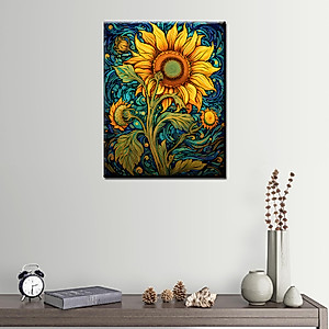Abstract Sunflowers DIY Paint by Numbers for Adults Graffiti Flowers Abstract DIY Oil Painting Acrylic Paint Art Painting Kits Canvas with Acrylic Paints Flower Scenery Art 16x20 Inch（Frameless）