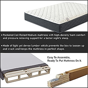 Treaton King 12 Inch Memory Foam Hybrid Mattress with Motion Isolating Pocket Coil Spring for Restful Sleep & Black 8" Platform Bed Frame
