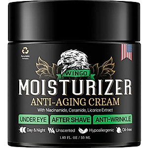 Mens Face Moisturizer Cream, Mens Anti Aging Face Cream, After Shave Facial Lotion - Anti-Wrinkle Firming Eye Bags Treatment for Men, Vitamin B Collagen Licorice Extract, Day & Night Skin Care for Men