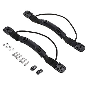 YiMusic 2 Pieces Black Kayak Side Mount Carry Handles with Bungee Screws and J Hook Suit for Kayak Boat Canoe Handles Hardwares