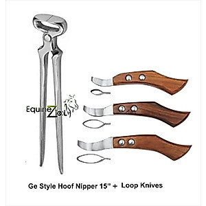 Equinez Tools Hoof Nipper 15" Model & Farrier Loop Knives Hoof Knife Set