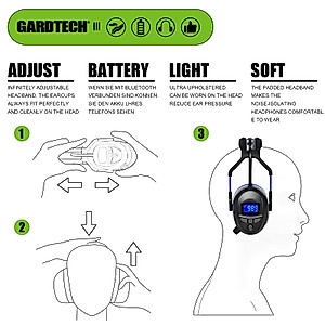 Gardtech Hearing Protection with Bluetooth, FM Radio Earmuffs, NRR 29dB Hearing Protection Headphones Noise Cancelling Headphones with MP3 for Mowing Lawn Work, Rechargeable BL-5B Battery
