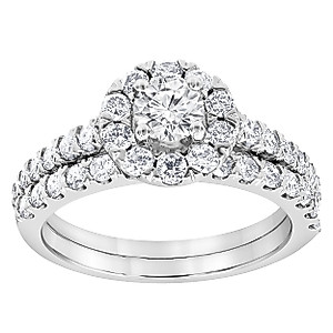 Beyond Brilliance 1.50 Carat Diamond, Prong Set 14K White Gold Round Cut Lab-Grown Diamond Bridal Ring Set (J, VS-SI2) Fine Jewelry for Women| Gift Box Included (SIZE-7)
