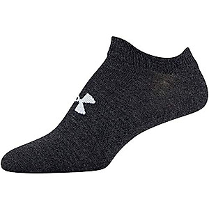 Under Armour Women's Essential 2.0 Lightweight No Show Socks, 6-Pairs, Black/White Assorted, Medium