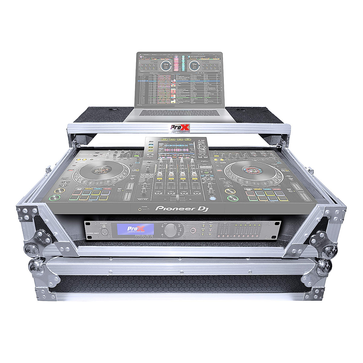 ProX XS-XDJXZWLT ATA Flight Case For Pioneer XDJ-XZ DJ Controller with Laptop Shelf 1U Rack Space and Wheels