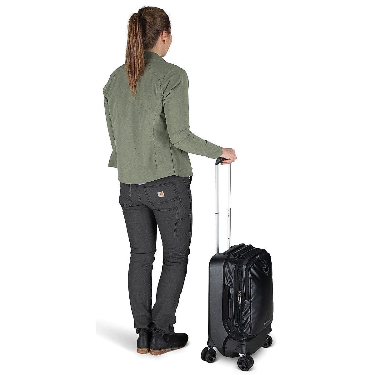 Osprey Transporter Hybrid Carry On Luggage, 4 Spinner Wheels, 22"/36L, Black