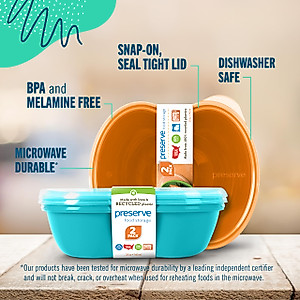 Preserve Food Storage Sandwich Container, Yellow, 25 oz., Set of 2