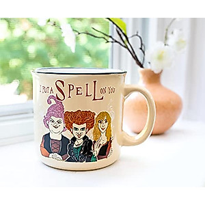 Disney Hocus Pocus Put A Spell On You Ceramic Camper Mug | BPA-Free Travel Coffee Cup For Espresso, Caffeine, Cocoa, | Home & Kitchen Essential | Halloween Gifts and Collectibles | Holds 20 Ounces