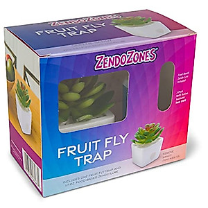 ZendoZones Fruit Fly Trap with Zendo Lure, Mellow Molly with Plastic White Base, Refillable and Reusable