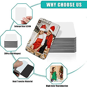 Sublimation Magnet Blanks, 30PCS Sublimation Blank Refrigerator Magnets - Personalized Fridge Magnet Sublimation Blanks Products for Kitchen Office Decorative, 5.5x7.5 cm (Rectangular)