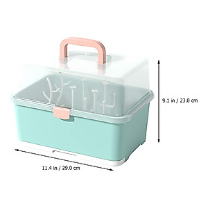 Baby Bottle Drying Rack, 1Pc Baby Bottle Drying Box Cutlery Box Container with Cover Easy- Carry Handle Holder for Bottles Cups Home Kitchen