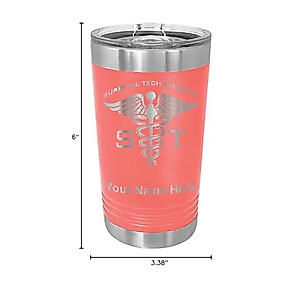 LaserGram 16oz Vacuum Insulated Pint Tumbler, ST Surgical Technologist, Personalized Engraving Included (Coral)