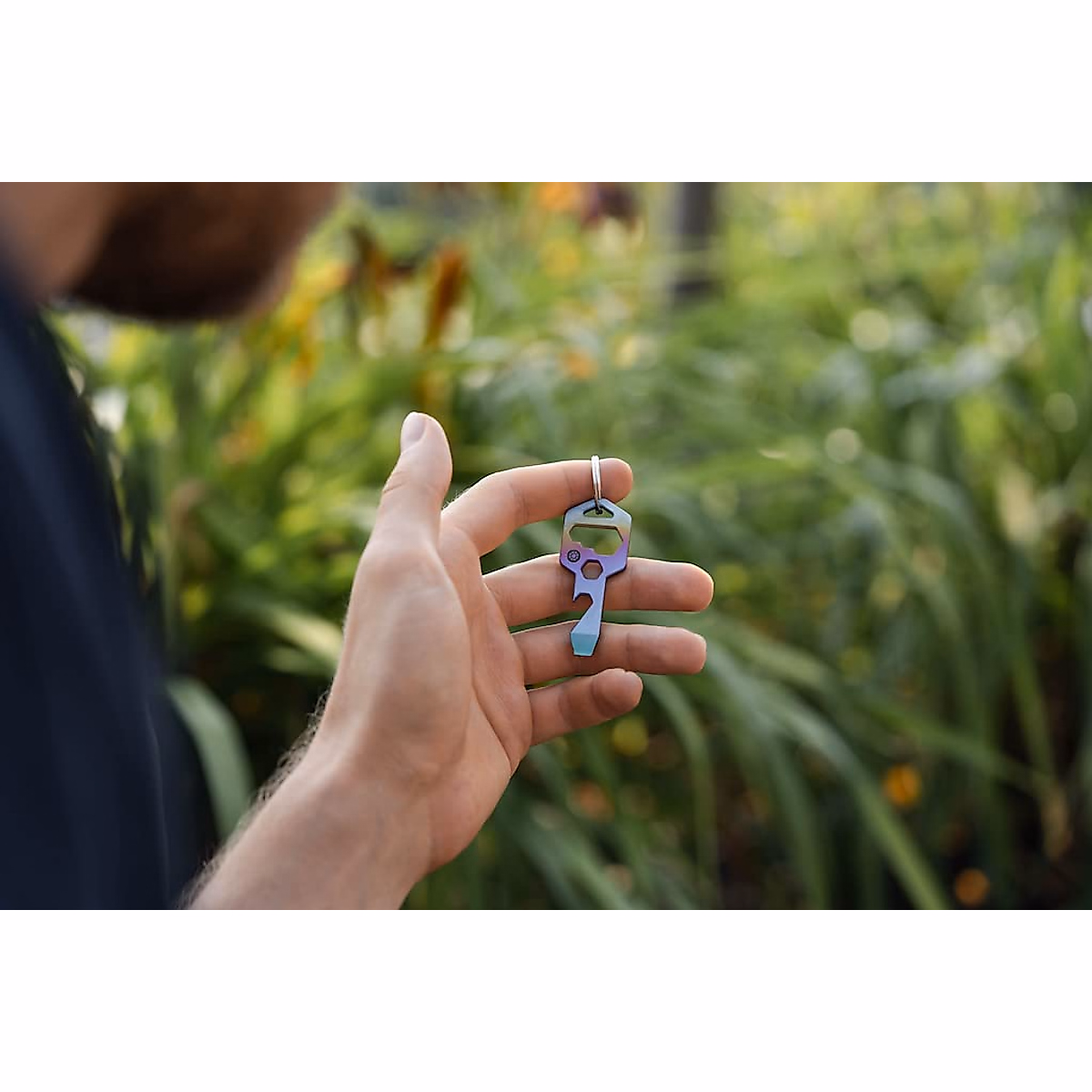 CLOSS 8 in 1 Titanium Multitool Keychain- Bottle Opener, Screwdriver and Wrench (Silver)