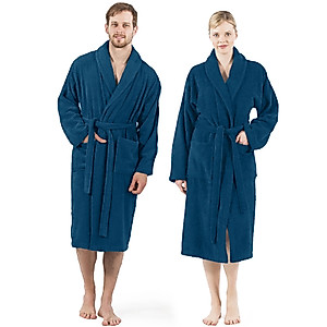 DAN RIVER Premium Cotton Terry Robes for Women and Men, Ultra Soft bathrobe with Adjustable Waist Belt and Pockets Pack of 1