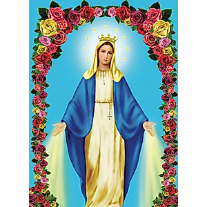 Catholica Shop Our Lady of Grace Mini Miraculous Medal Pendant - Silver Tone with Blue Enamel - Made in Italy. Pack of 12 Units.