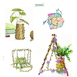 KELLYJIA 4 Pack Green Leaf Ribbon Burlap Twine, 5MM Jungle Vines Hemp Rope Decoration Garland for Crafts Gift Wrapping Party Wedding Home Garden