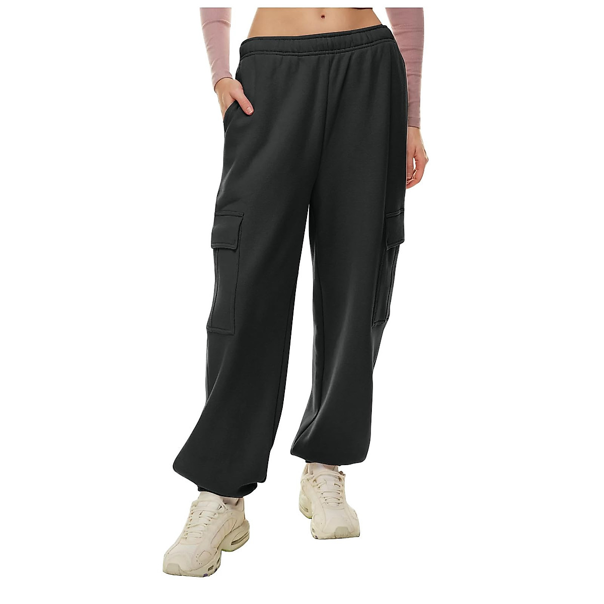 My Orders, Sweatpants for Women Lounge Pants 2023 Warm Solid Color with Pockets Pants Running High Waisted Aesthetic Pant Work Out Exercise Ladies Fall Outfits Black XXL