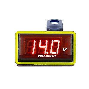 Car Digital Voltmeter Gauge, DC 12V LED Motorcycle Voltmeter Indicator Monitor Detector, ABS Voltage Power Energy Volt Meter Gauge with Mirror Insallation for Car Boat Battery (Red)