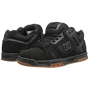 DC Men's Stag Low Top Skate Shoe, Black/Gum, 11 D US
