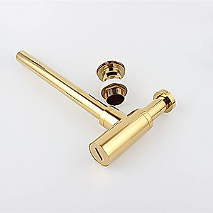 LMMDDP Brass Golden Bottle Tap Basin Waste Drain, Basin Mixer P-Trap Waste Pipe With Up Drain For Bathroom Tool