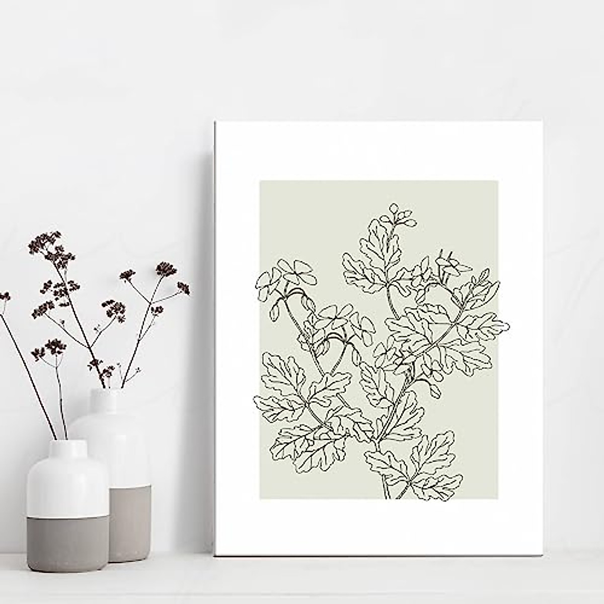 Anyzal Modern Minimalist Line Flower Canvas Wall Art 3 Piece Boho Botanical Plant Simple Natural Floral Leaf Pictures Wall Decor for Living Room Bathroom Bedroom 12x16 In/pc Ready to Hang