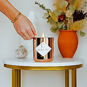 Auric Moon | Rosewater + Wildflowers Scented Luxury Soy Coconut Candle for Women | Slow 70+ Hour Burn | Wood Crackling Wicks | 12 Oz Premium Glass | Hand-Poured in California