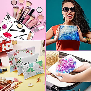 Eccliy 70 Pieces Sublimation Blank Canvas Makeup Bags Bulk Blank DIY Heat Transfer Cosmetic Makeup Bags Canvas Pen Case Pencil Bags Clear Sublimation Blank Pouch with Zipper(White,4.33 x 7.09 Inch)