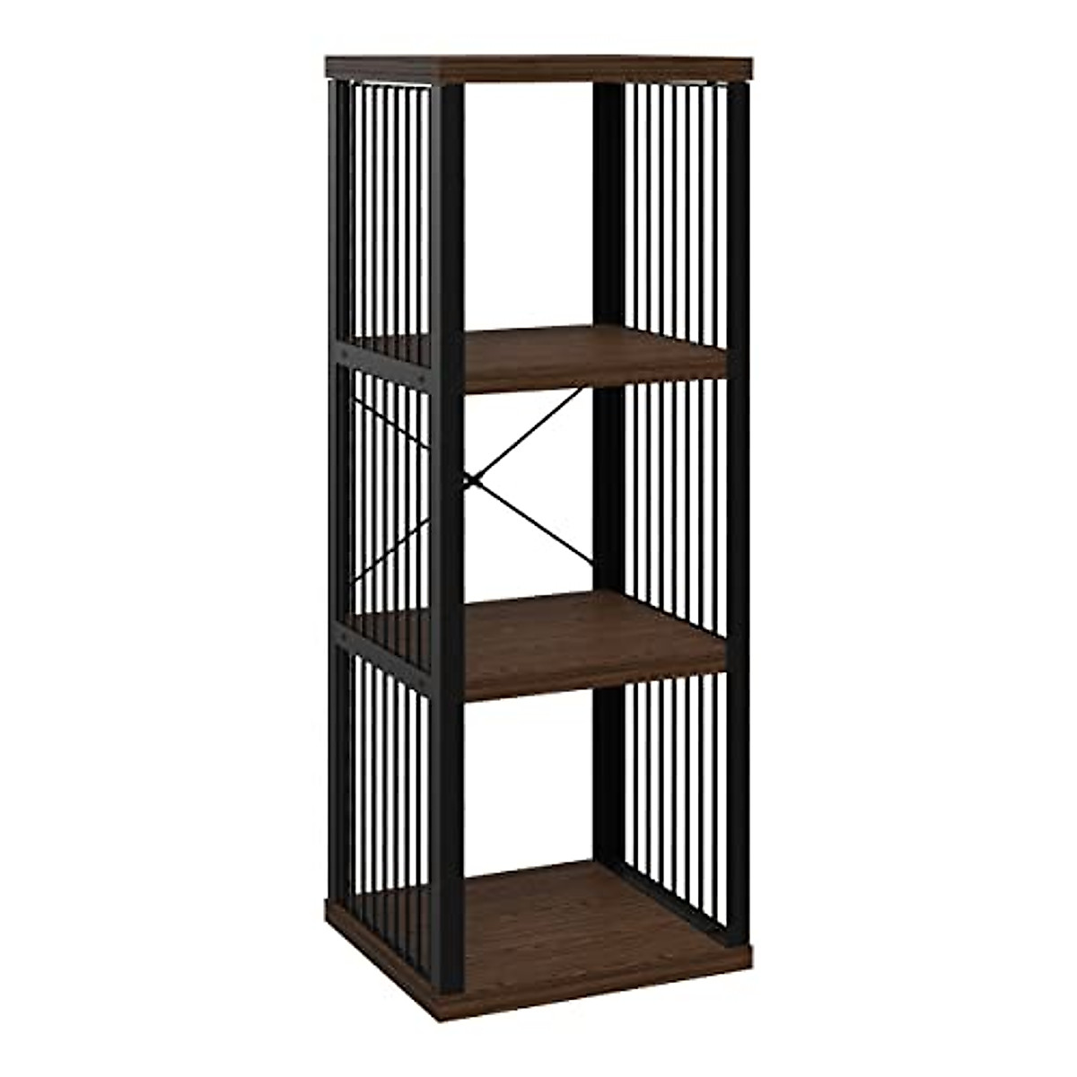 ClosetMaid 3-Cube Storage Organizer Bookshelf, Storage Shelf, Metal Frame, Wood Shelves, Easy Assembly, Black/Apple Walnut