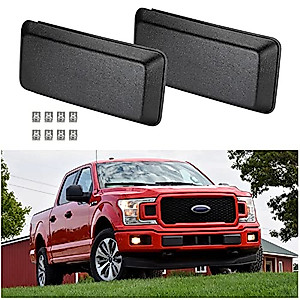 A & UTV PRO Front Bumper Guard Cover & License Plate Bracket Set for Ford F150 2018 2019 2020, License Frame Mounting Holder Bumper Inserts Cover Caps Accessories, Black