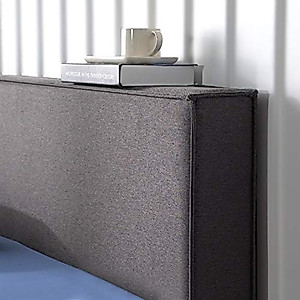 ZINUS Finley Upholstered Platform Bed Frame with Lifting Storage / Hydraulic Lifting Under Bed Storage / No Box Spring Needed / Easy Assembly, Queen