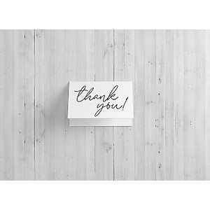 Red Door Inspirations 5x7 Thank you Note Cards with Envelopes (Black and White Thank You)