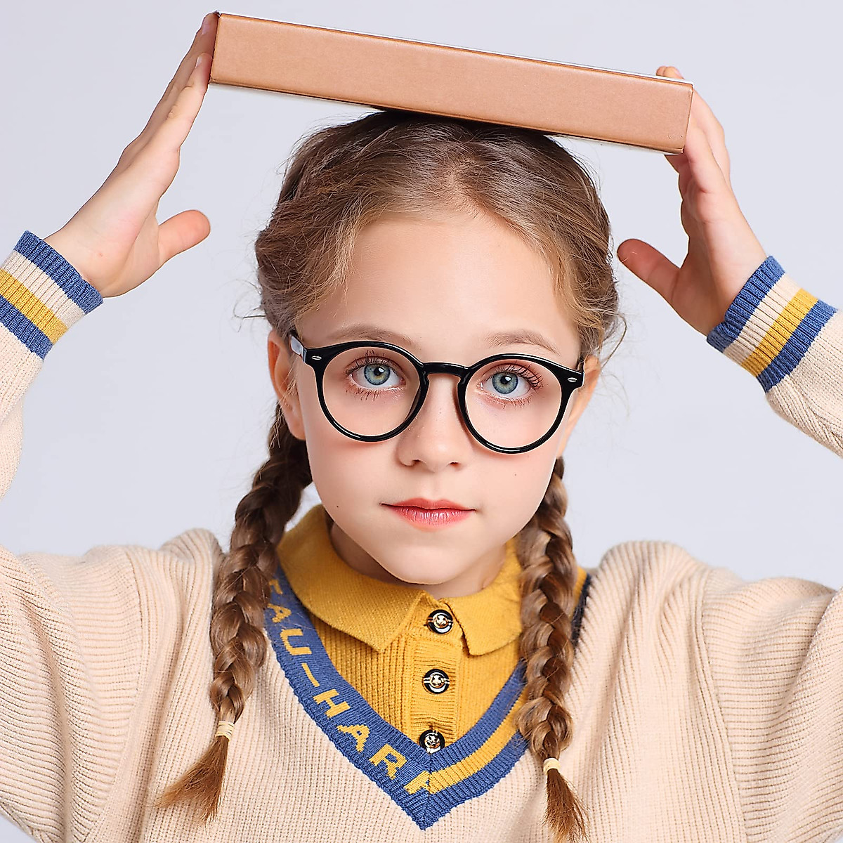 SANHOOPOLO Kids Blue Light Blocking Glasses 3 Pack Kids Computer Gaming Blue Blockers Glasses for Boys Girls Age 3-11 (Black + Dark blue + Light grey)