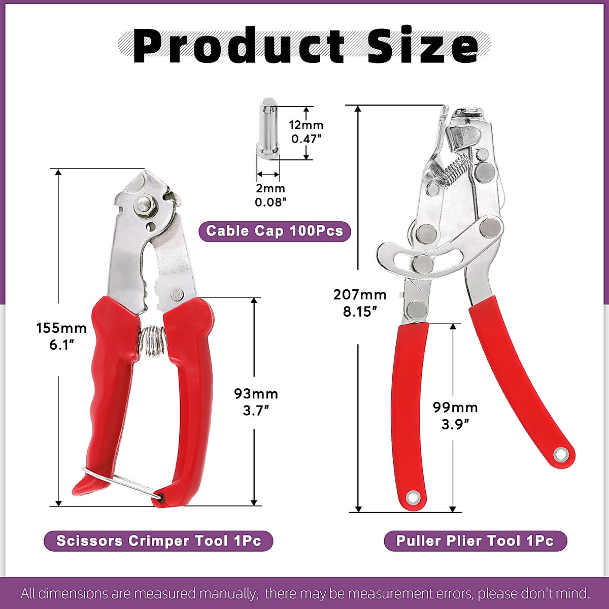 Swpeet 102Pcs Professional Alloy Bike Cable End Caps Cable End Crimps and Stainless Steel Cable Wire and Housing Cutter Scissors with Brake Shifter Gear Cable Caliper Puller Plier Tool