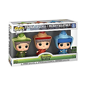 Funko Pop! Disney: Sleeping Beauty - Flora, Fauna, & Merryweather Fairy Godmother Vinyl Figure 3 Pack, Spring Convention Amazon Exclusive