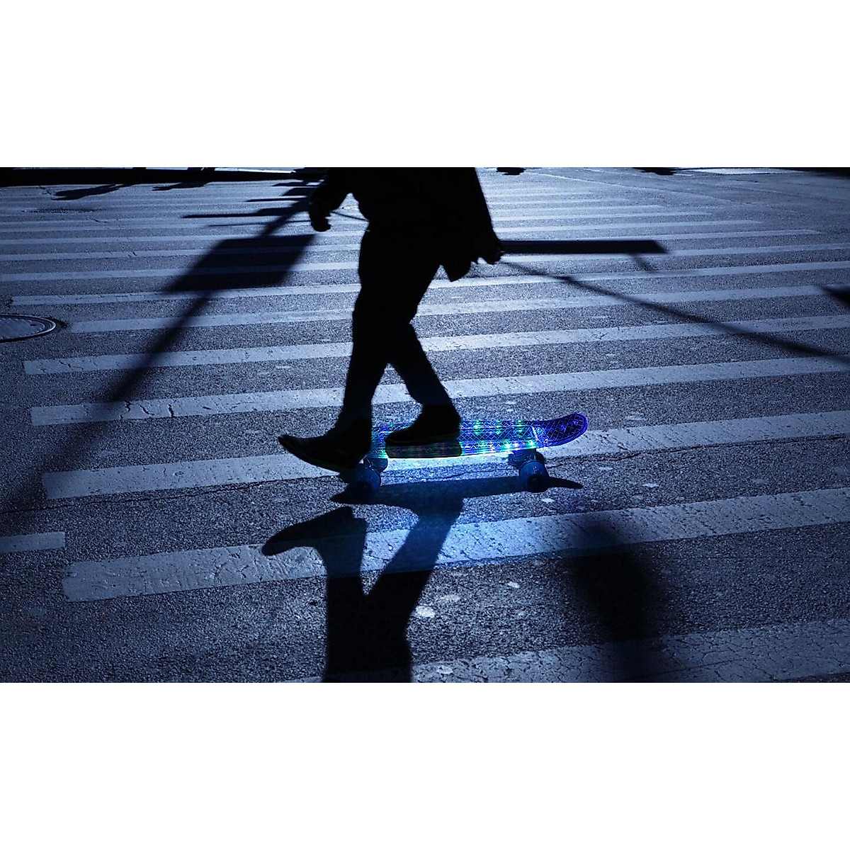 HUAXIAO 22 Inch Skateboard- with Led Light Up Wheels for Beginners,Complete Mini Cruiser Retro Skateboard for Kid,Smooth Riding,Durable Polypropylene with Pu Wheels