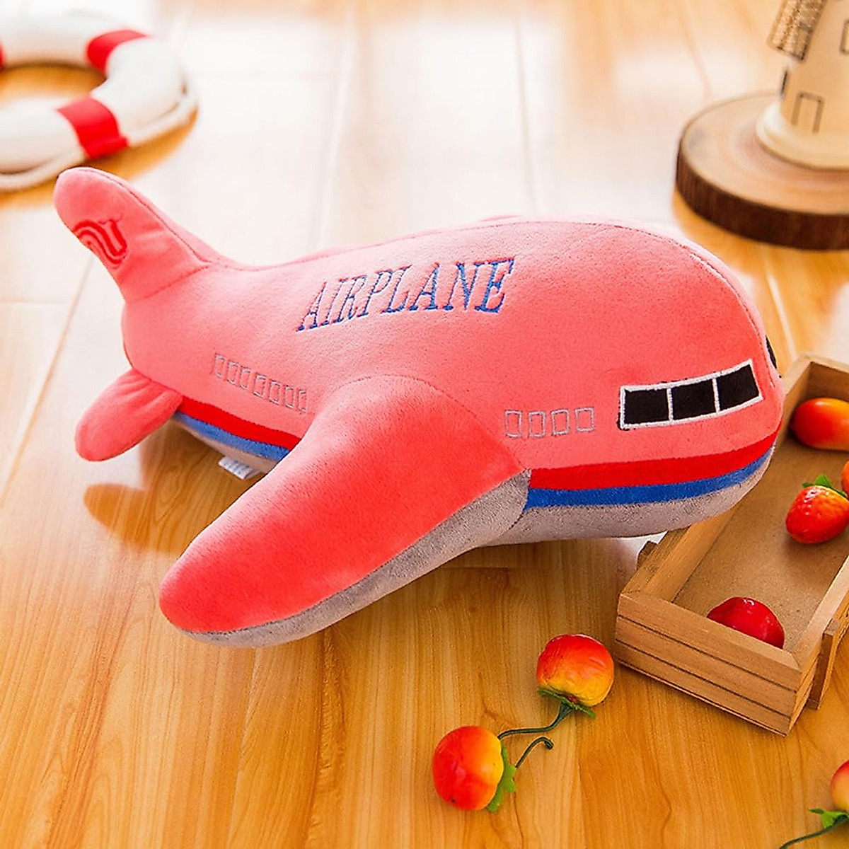 NatureMan 15.7" Airplane Plush Stuffed Toys Aircraft Plush Pillow Model Plane Toys,Children's Room Decoration for Kids (Pink)
