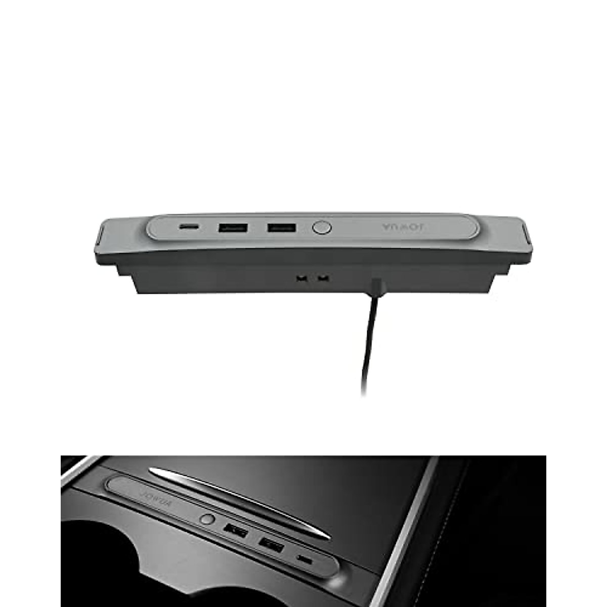 JOWUA Mini LED Hub Bar Compatible for 2021-2023 Tesla Model Y & Model 3 USB-C, USB-A,