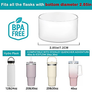 HEYSKAY 2pcs Protective Flask Silicone Boot Cover Base for 20-40oz Stanley Tumbler, 12-24oz Hydro Flask Water Bottle. Compatible with All Water Bottles with Bottom Width of 2.85in