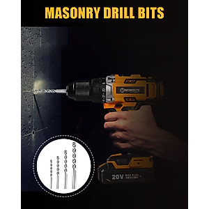 WORKSITE 102PCS Drill Bits Set and Screwdriver Bits for Metal, Wood, Masonry, Drilling and Driving Accessories with Screws, Anchors and Roll Tool Pouch