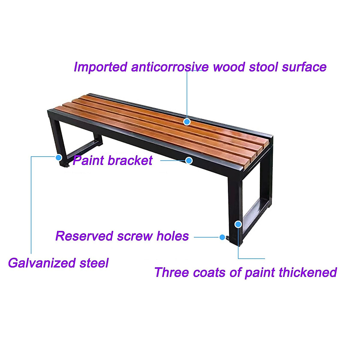 VOLDAX Outdoor Bench Seat - Backless Patio Garden Bench, Anti Corrosive Solid Wood Park Benches, for Outdoor Beach, Sunbathing, Patio, Pool, Lawn, Outdoor Furniture (Size : 150cm/59in)