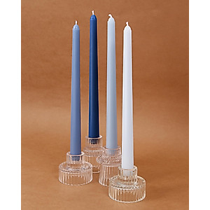 Viyffo 10 Inch Taper Candles Blue Set of 20 Unscented, Dripless, Smokeless Long Tall Tapered Candlesticks Wedding Home Decor Dinner-Natural Color Series