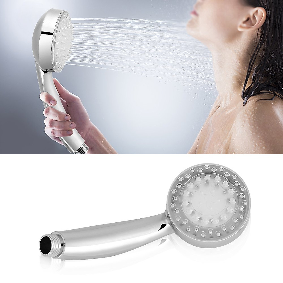 Led Shower Head, Temperature Sensor Shower Head, 3 Color Changing Shower Head with Lights for Bathroom