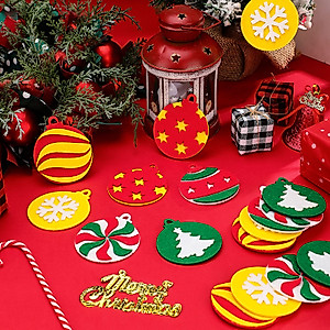 24 Pieces Christmas Felt Ornaments Round Hanging Decoration Xmas Hanging Felt Decoration Pendant for Christmas Tree Theme Family Party Indoor Outdoor Hanging Decor (Popular Style)