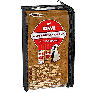 KIWI Suede and Nubuck Shoe Cleaner Kit | For Shoes, Boots, and More | Includes Cleaner, Protector, Brush, Cloth, Eraser Block
