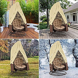 Patio Egg Chair Cover Hanging Swing Chair Covers Waterproof Outdoor Furniture Protector 75in H x 45in D (Beige)