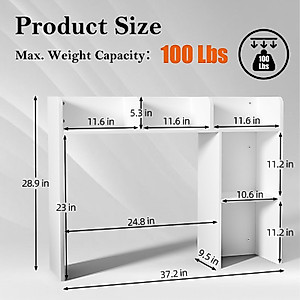 Mmucco Desk Hutch Dorm,3-Tier 5 Shelves Display Rack,Wooden Desk Shelving Desktop Bookshelf Hutch for Computer Desk,Multi-Purpose Organizer Shelf Suitable for Office Home Dormitory (White)