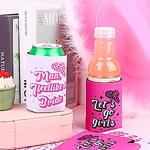 12 Packs Bachelorette Party Can Sleeves Skinny Beverage Sleeves Engagement Bridal Party Gifts Disco Cowgirl Bachelorette Party Can Holder for Bridal Cowgirl Wedding Party Decorations (Regular)