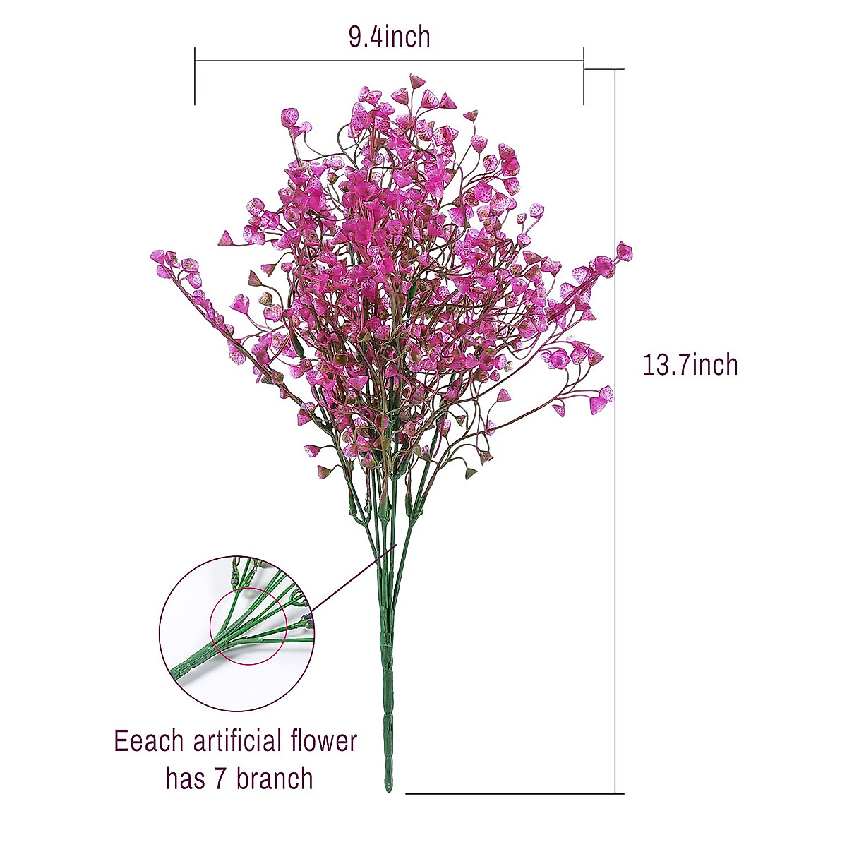 Omldggr 12 Bundles Artificial Shrubs Bushes Artificial Flowers Outdoor UV Resistant Plants Flowers Decorative Artificial Shrubs Bushes for Flower Arrangement Garden Home Decoration(Purple RED)